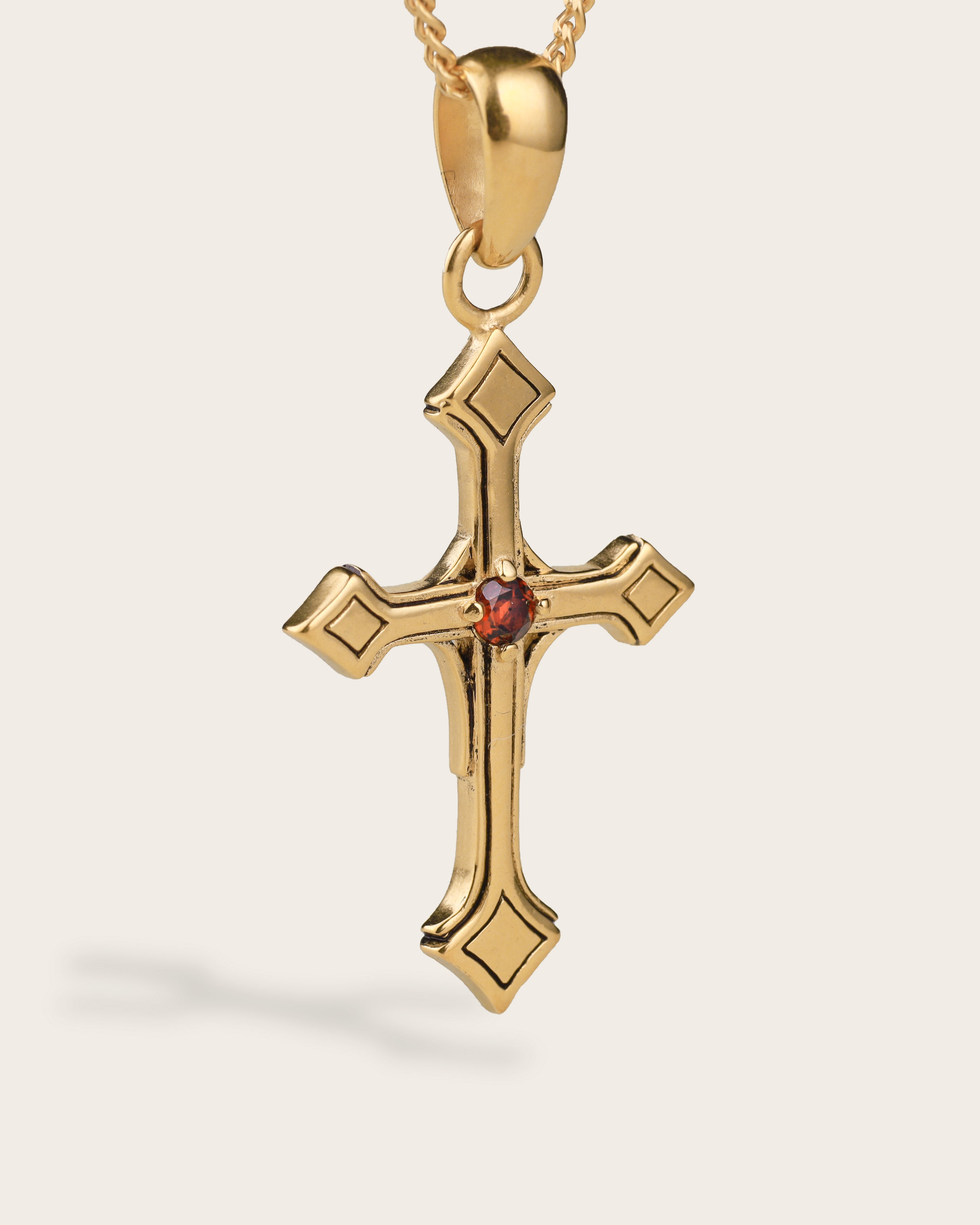 VINTAGE CROSS GEMSTONE NECKLACE IN GOLD – Untold-truth-ecom